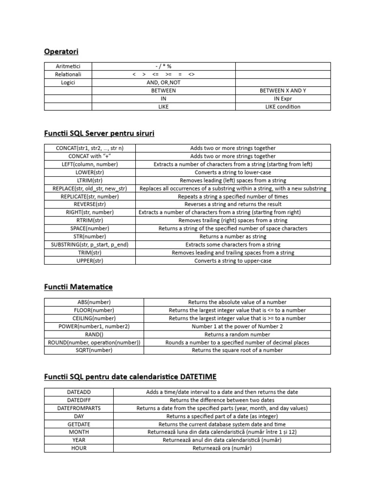 Instructiuni SQL | PDF | String (Computer Science) | Information Retrieval