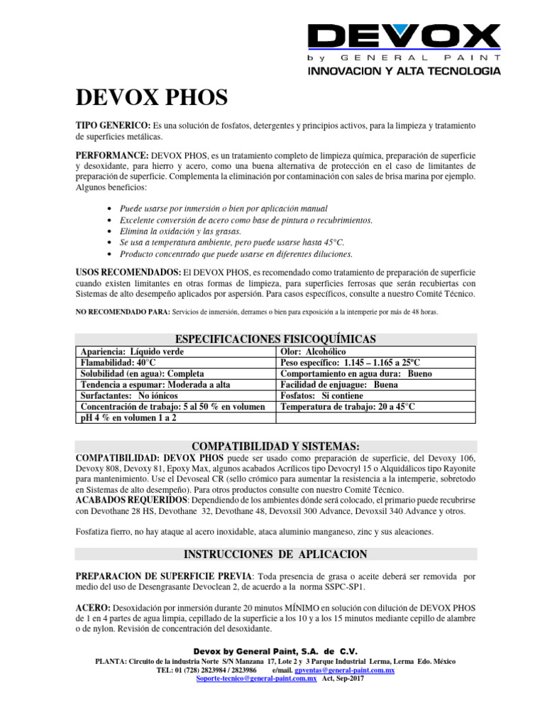 Devox Phos | PDF | Agua | Acero