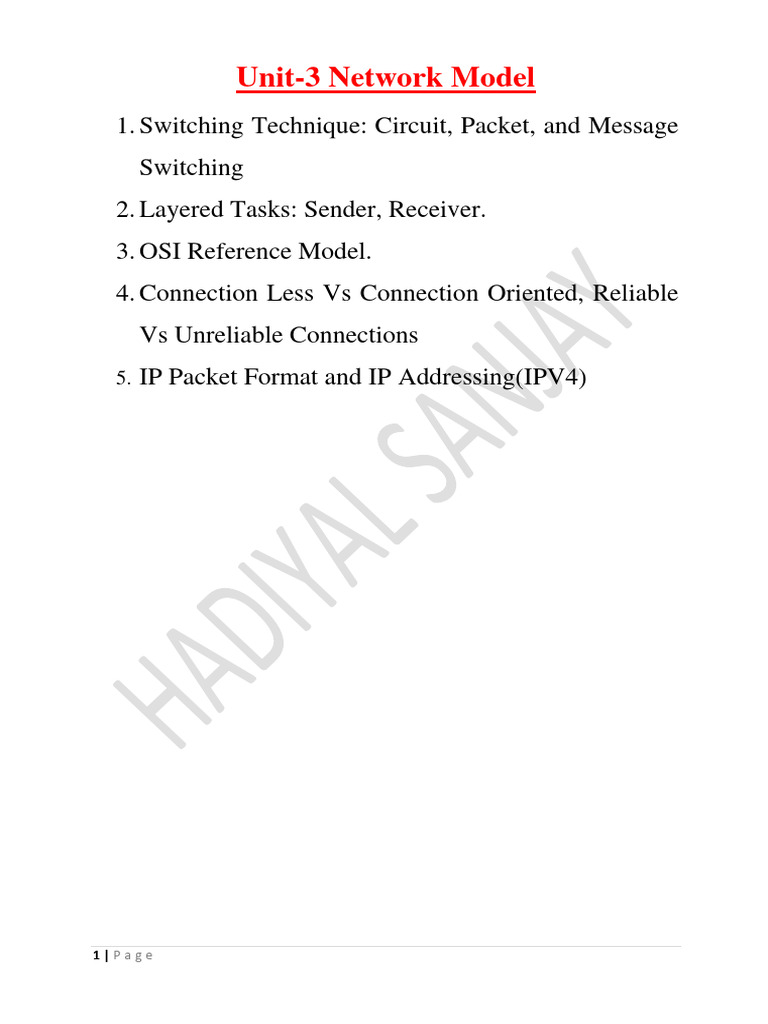 Unit-3 Network Model | PDF | Osi Model | Transmission Control Protocol