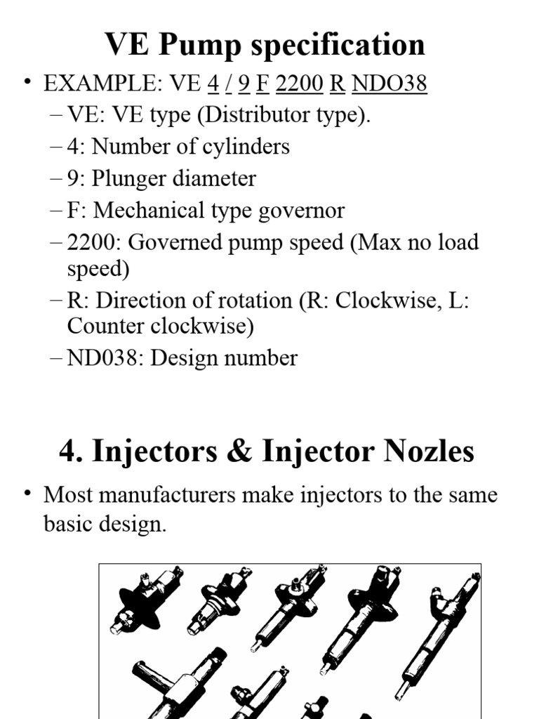 VE Pump and Injector Specifications | PDF | Fuel Injection | Throttle