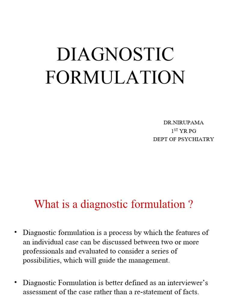 Diagnostic Formuation | PDF