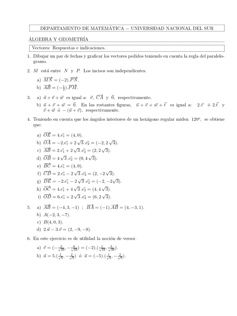 Res Vectores | PDF | Geometria clasica | Álgebra lineal