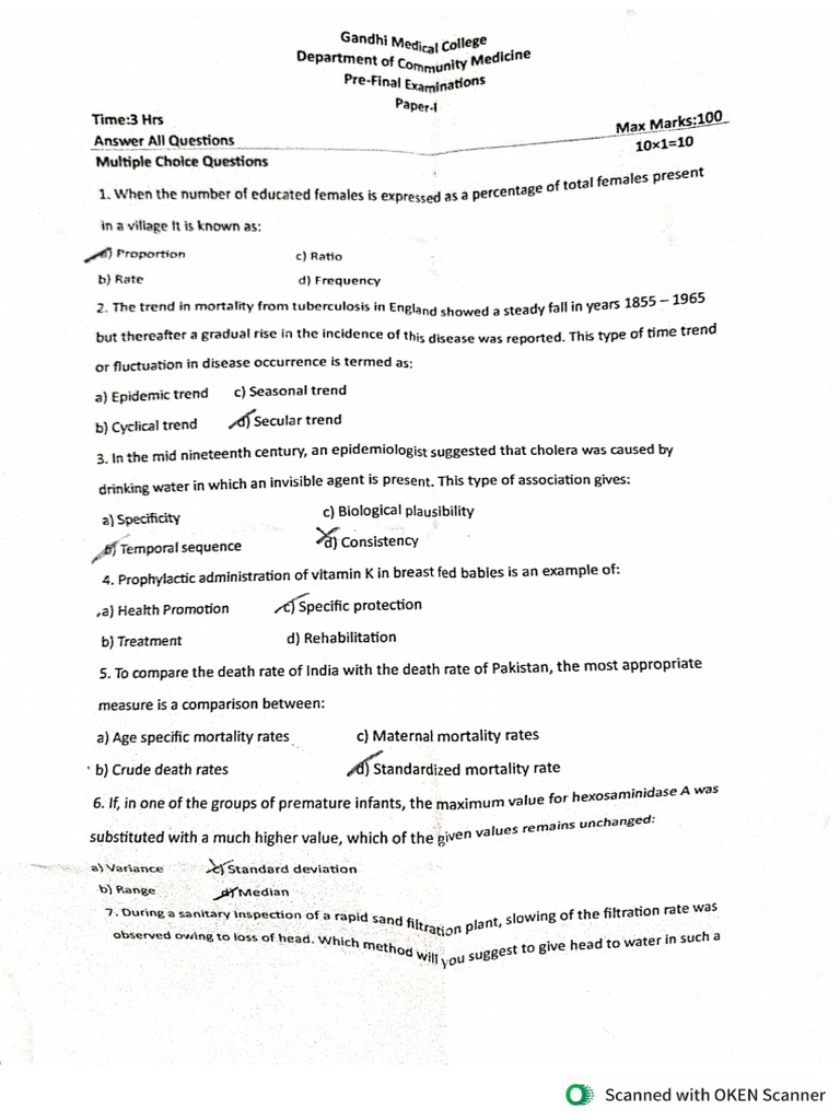 Prefinal Question Papers Gandhi Medical College - 240111 - 005433 | PDF