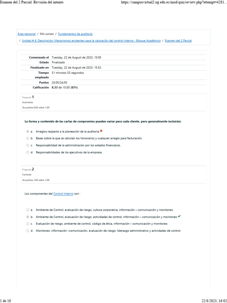 Examen Del 2 Parcial Revisión Del Intento | PDF