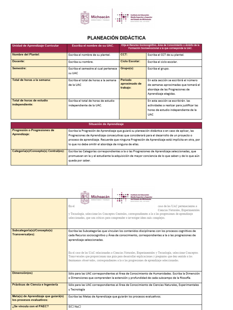 Formato de Planeación Didáctica Editable | PDF | Evaluación | Aprendizaje