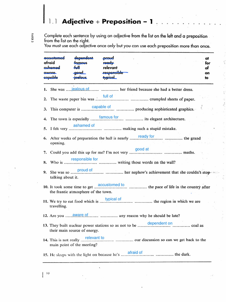 Prepositions Organiser First | PDF | Sentence (Linguistics) | Linguistics