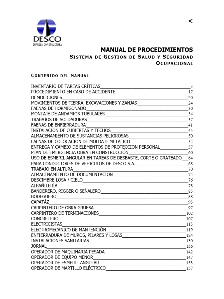 Manual de Procedimientos Desco | PDF