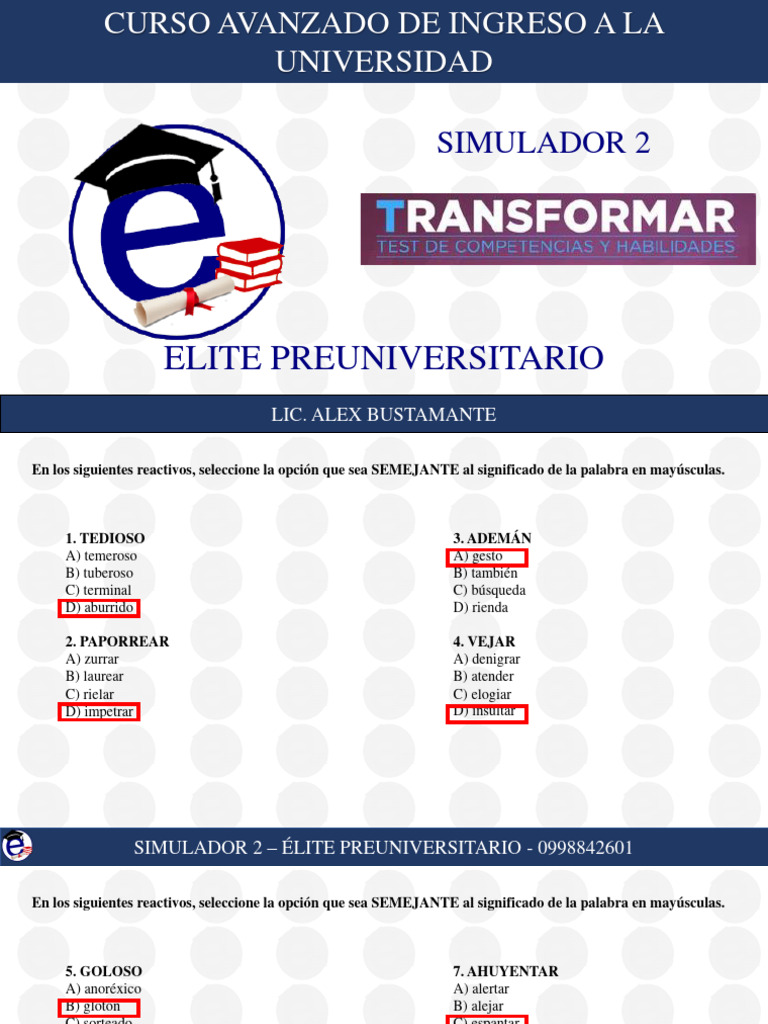 Simulador 2 Élite Preuniversitario - Literatura | PDF