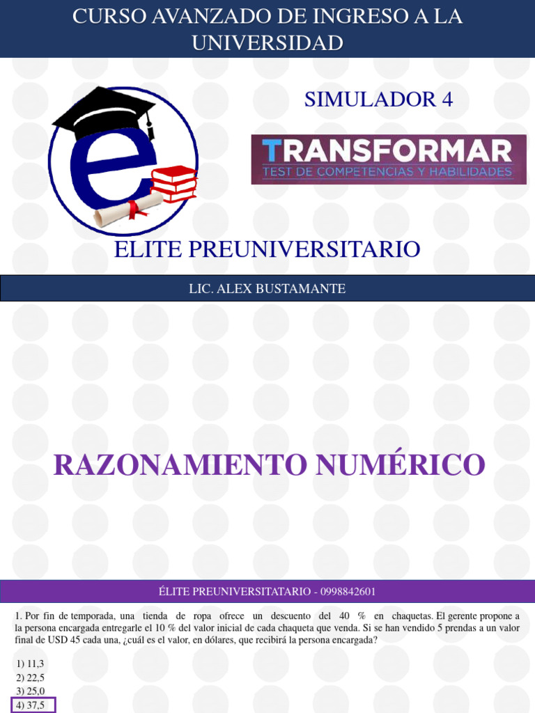 Simulador 4 - Transformar Élite Preuniversitatario | PDF | Cocina, comidas y vino | Hogar ...