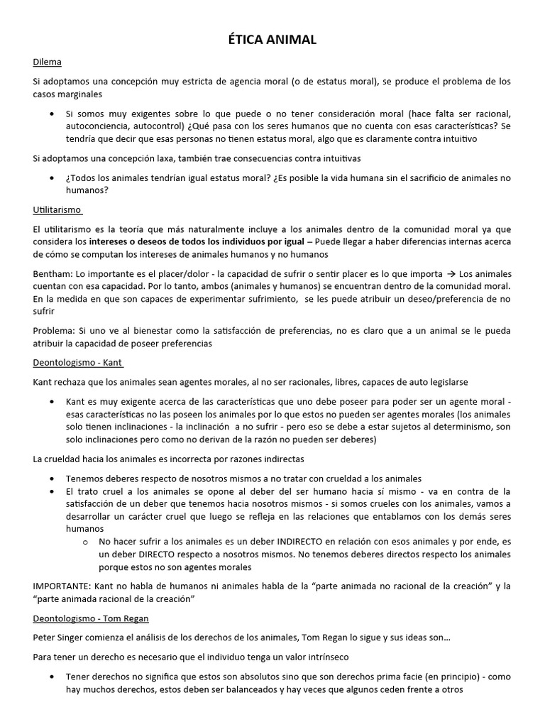Unidad 5 - Ética Animal | PDF | Racionalidad | Moralidad