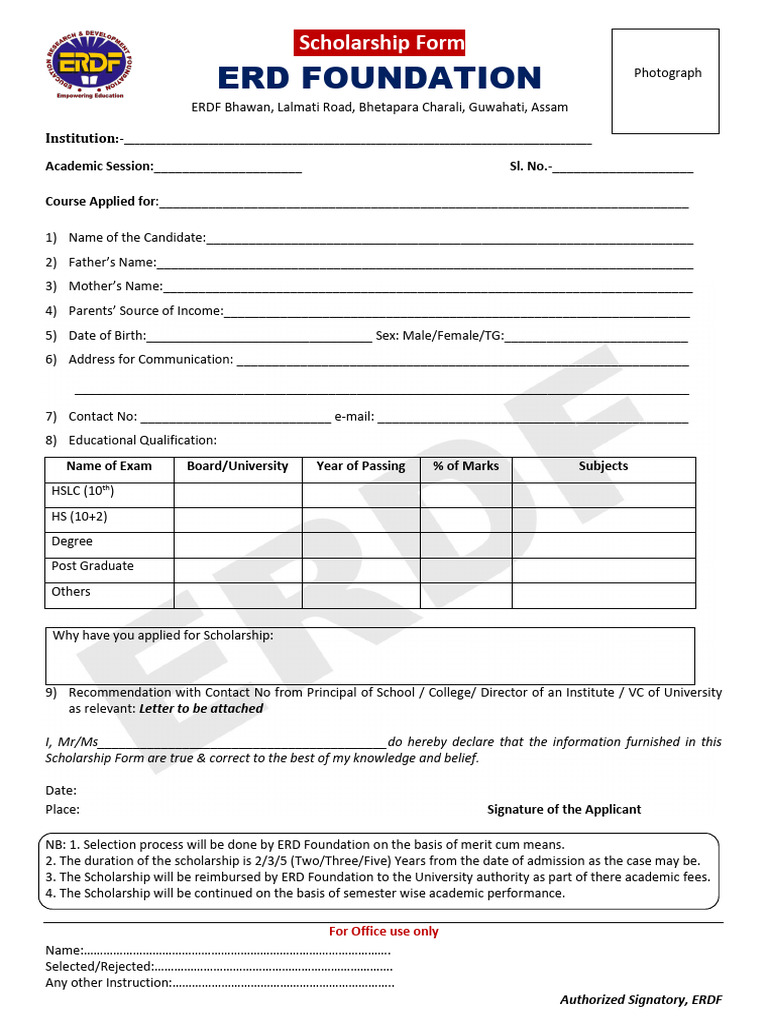Scholarship-Form | PDF | Educational Stages