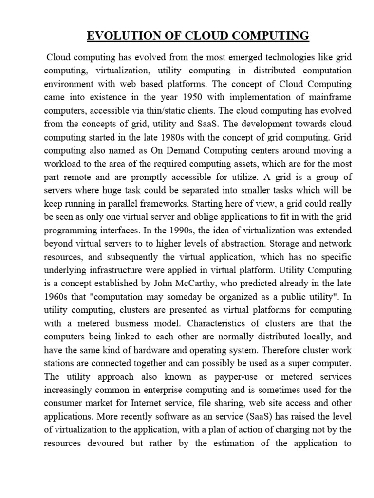 Evolution of Cloud Computing | PDF | Cloud Computing | Platform As A Service