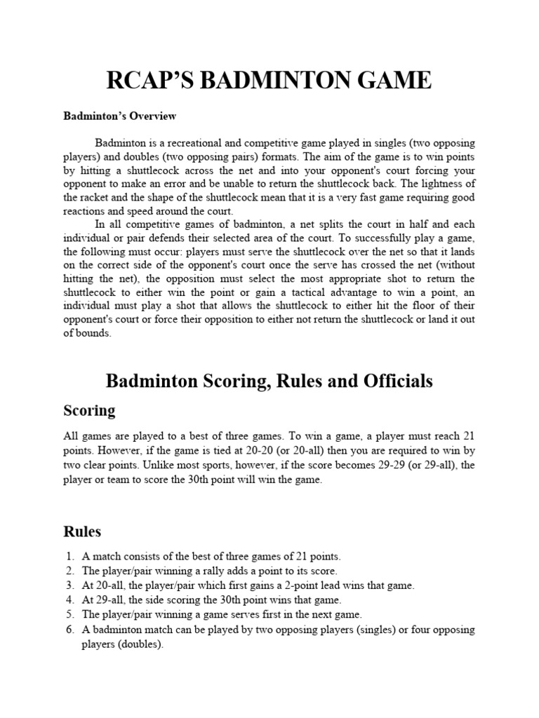 Badminton-Rules | PDF