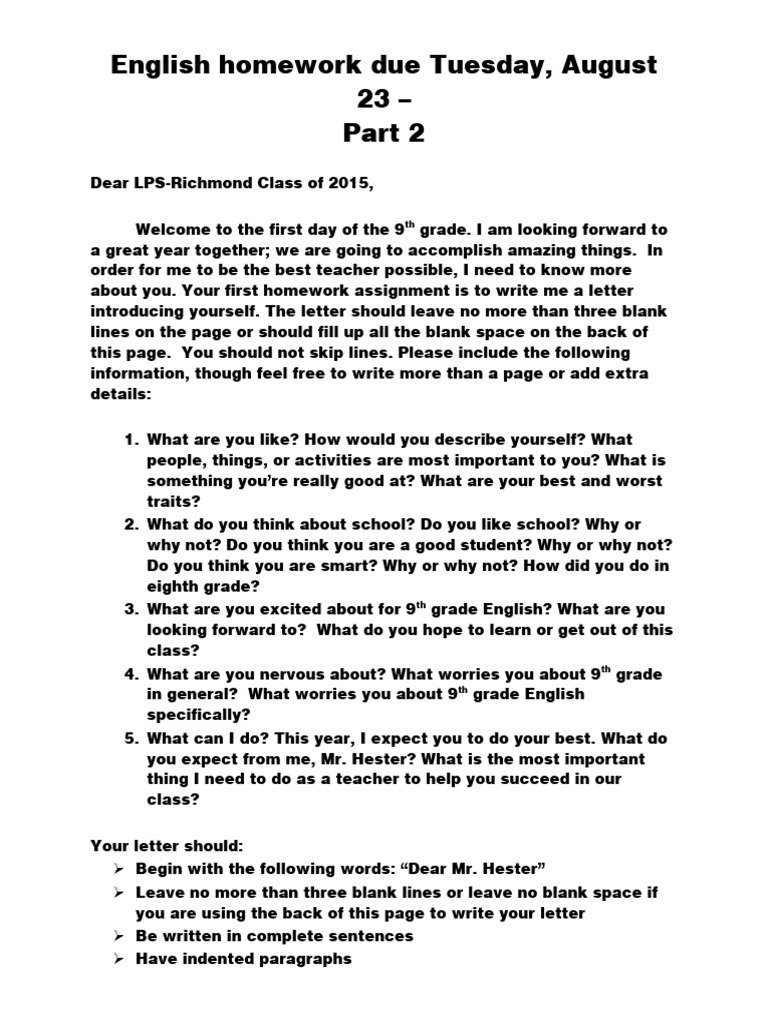 Homework - Letter | PDF