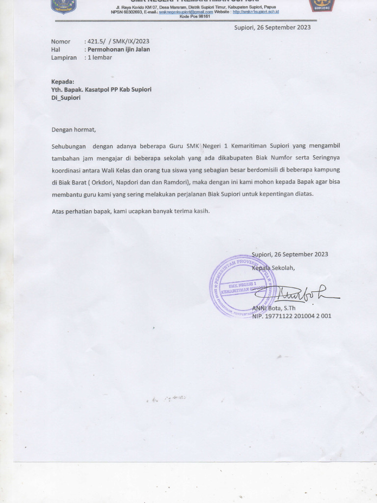 Surat Permohonan Ijin Jalan | PDF