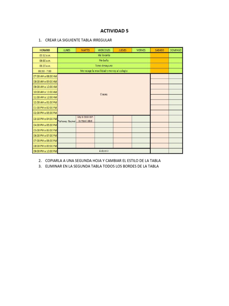 Actividad 5 Tablas Word | PDF