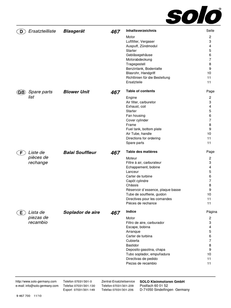 Despiece SOLO 467 | PDF