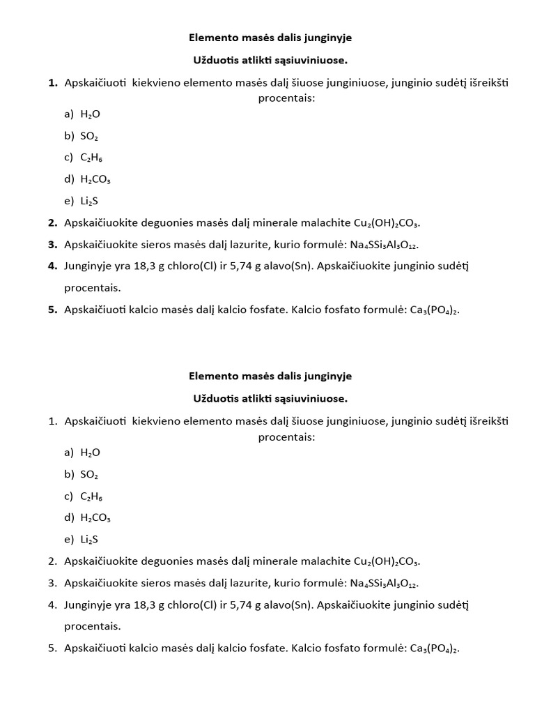 Elemento Mases Dalis Junginyje | PDF
