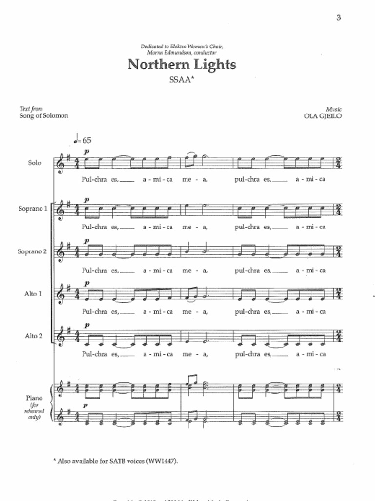 Northern Lights - Ola Gjeilo - 231216 - 114501 | PDF