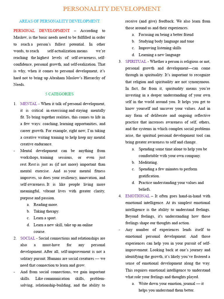 Personality Development | PDF | Id | Personal Development