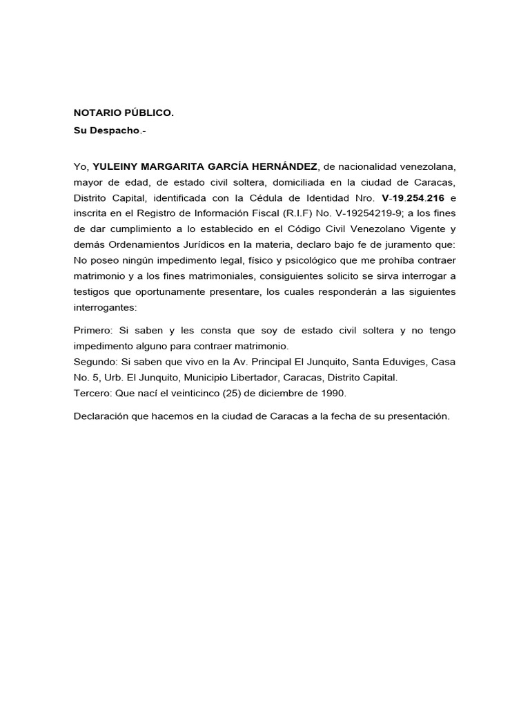 Carta de Solteria | PDF | Instituciones sociales | Justicia