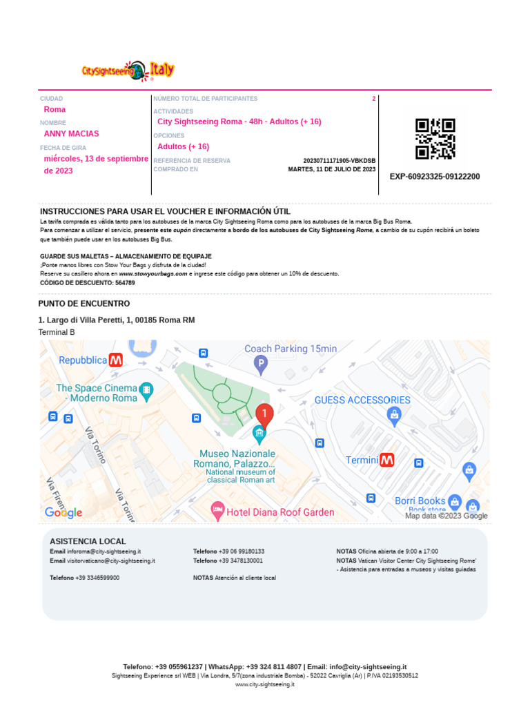 Voucher Bus Turistico Roma | PDF