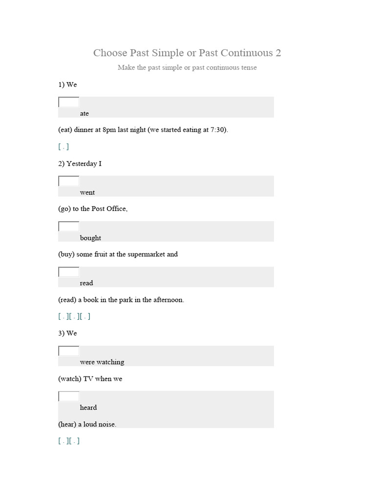 Choose Past Simple or Past Continuous 2 | PDF