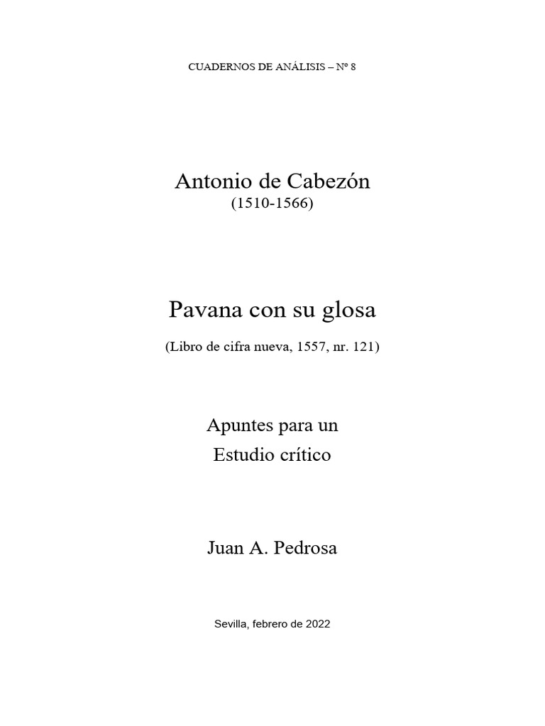 Análisis de la Pavana con su glosa | PDF | Poesía | Clásicos