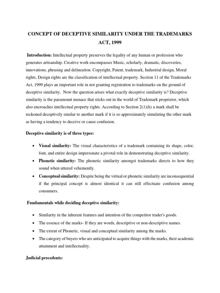 Deceptive Similarity | PDF | Trademark | Intellectual Property