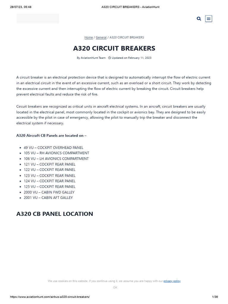 A320 Circuit Breakers | PDF