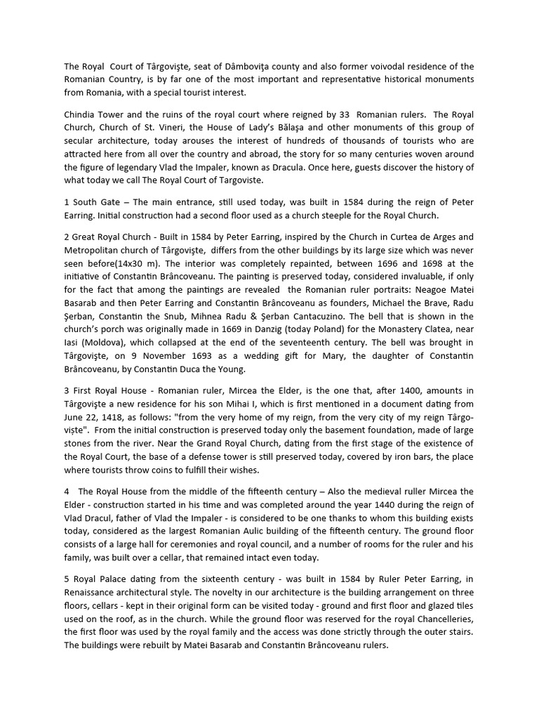 Text Engleza Harta Curtea Domneasca Targoviste | PDF | Vlad The Impaler ...