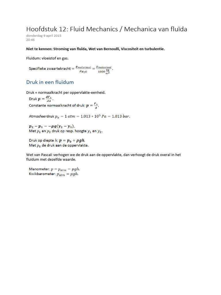 Fysica - 1 - Samenvatting Met Formules 1 | PDF