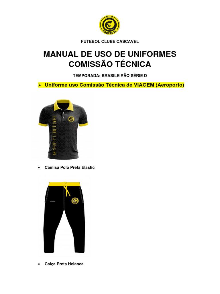 Manual de Uso de Uniformes Comissão Técnica | PDF