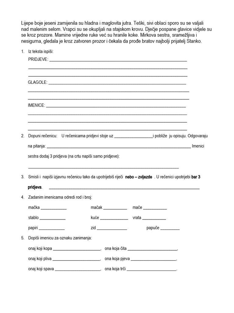 5.4. Imenice, Glagoli, Pridjevi - Pon. | PDF