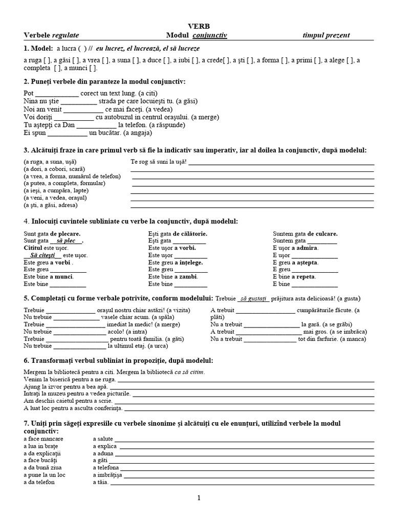 Verb Regulate Conjunctiv Prezent | PDF