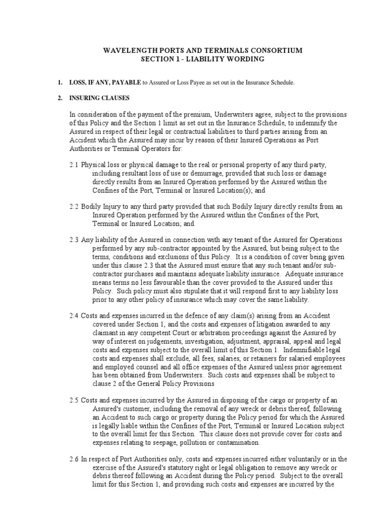 LSW 1510 Wavelength Sect 1 Liabs | PDF | Liability Insurance | Insurance