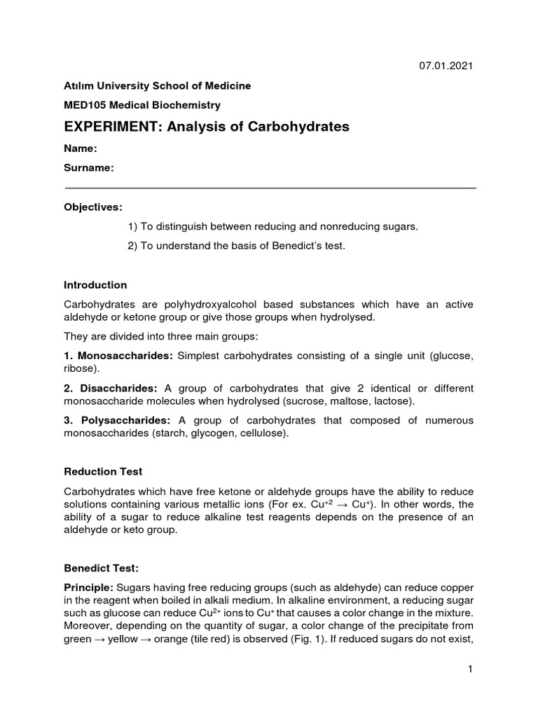 Analysis-of-Carbohydrates - Lab Manual-2021 | PDF