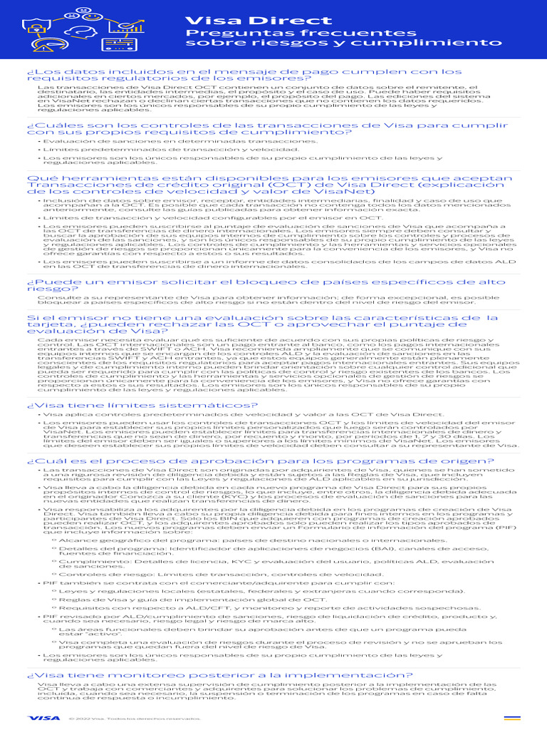 Visa Direct Risk and Compliance Faq v2 | PDF | Visa Inc. | Industrias de servicio