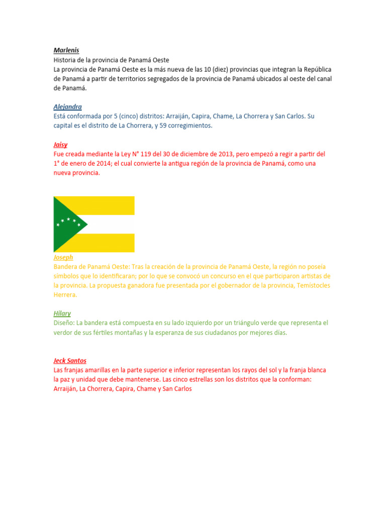 Historia de La Provincia de Panamá Oeste | PDF
