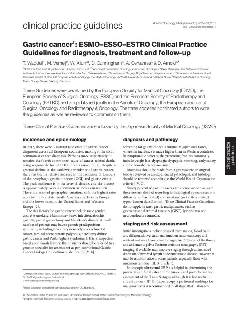 cLINICAL PRACTICE GUIDELINES | Download Free PDF | Oncology | Cancer