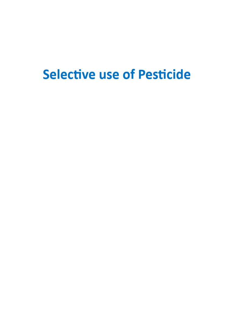 Lecture 6 Pesticide Selectivity | PDF | Pesticide | Parasitism