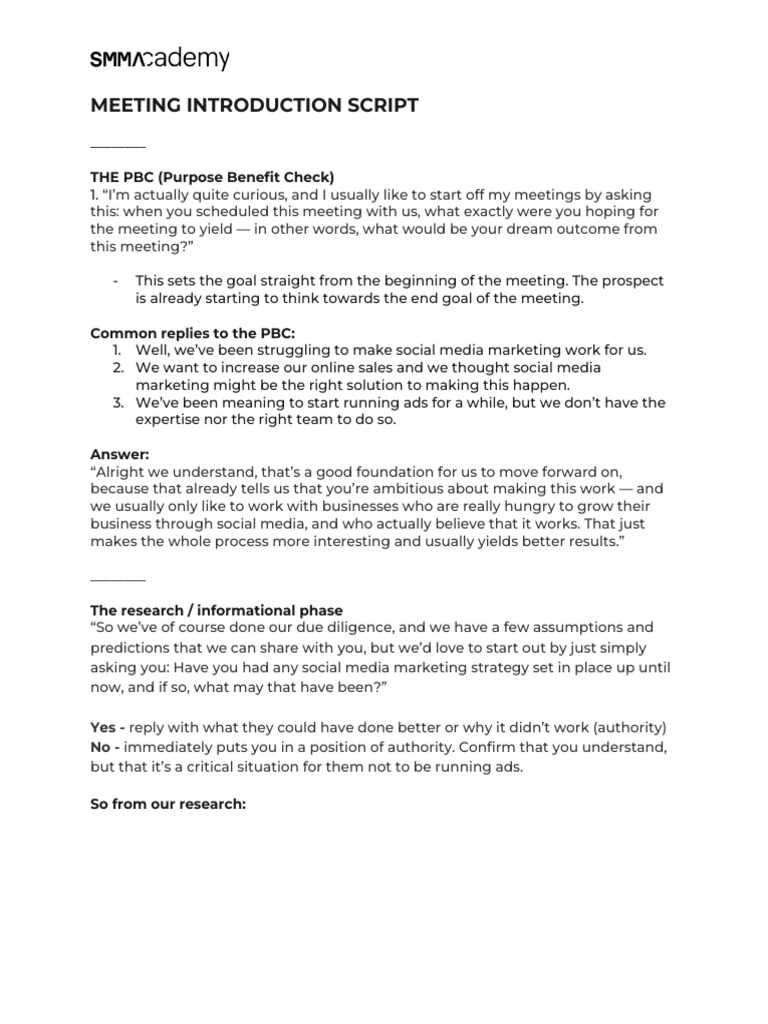02-Meeting Script - Introduction | PDF | Social Media | Popular Culture ...