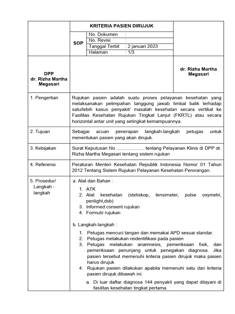Kriteria Rujukan Pasien | PDF | Pengembangan Diri | Sains & Matematika
