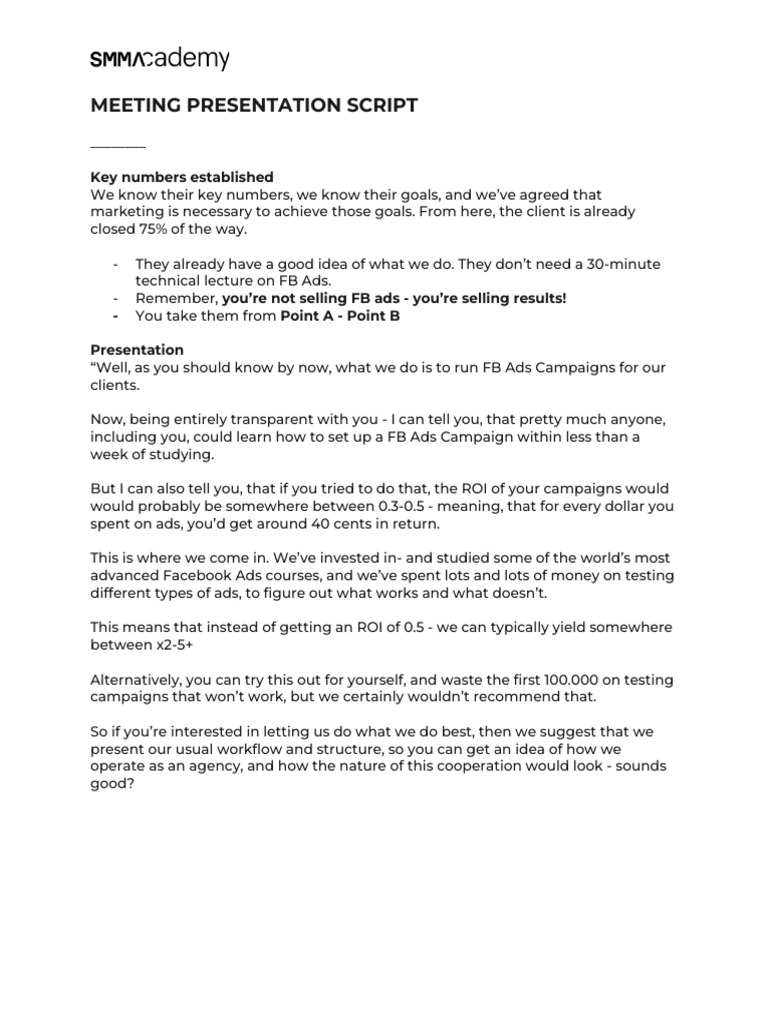 03-Meeting Script - Presentation | PDF