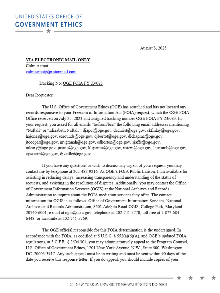 OGE FOIA Response | PDF