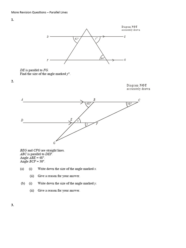 More Revision Questions - Parallel Lines | PDF
