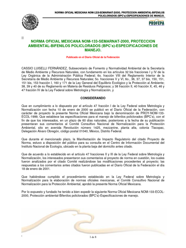 Nom 133 Semarnat | PDF