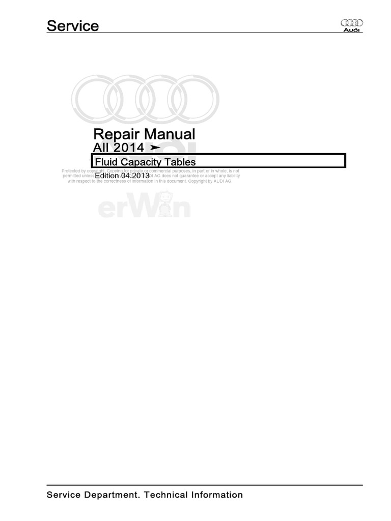 Fluid Capacity Tables | PDF | Audi | Copyright