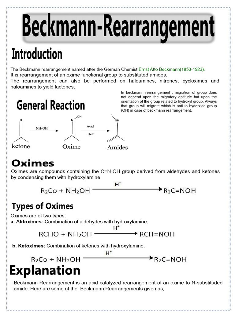 1 Beckmann Rearrangement Reaction | PDF | Molecules | Organic Compounds