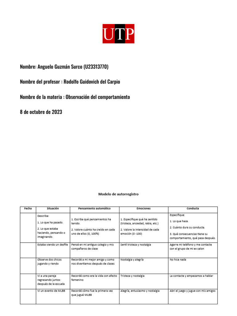 Modelo de Autoregistro | PDF | Sicología Modelo de Autoregistro | PDF | Sicología
